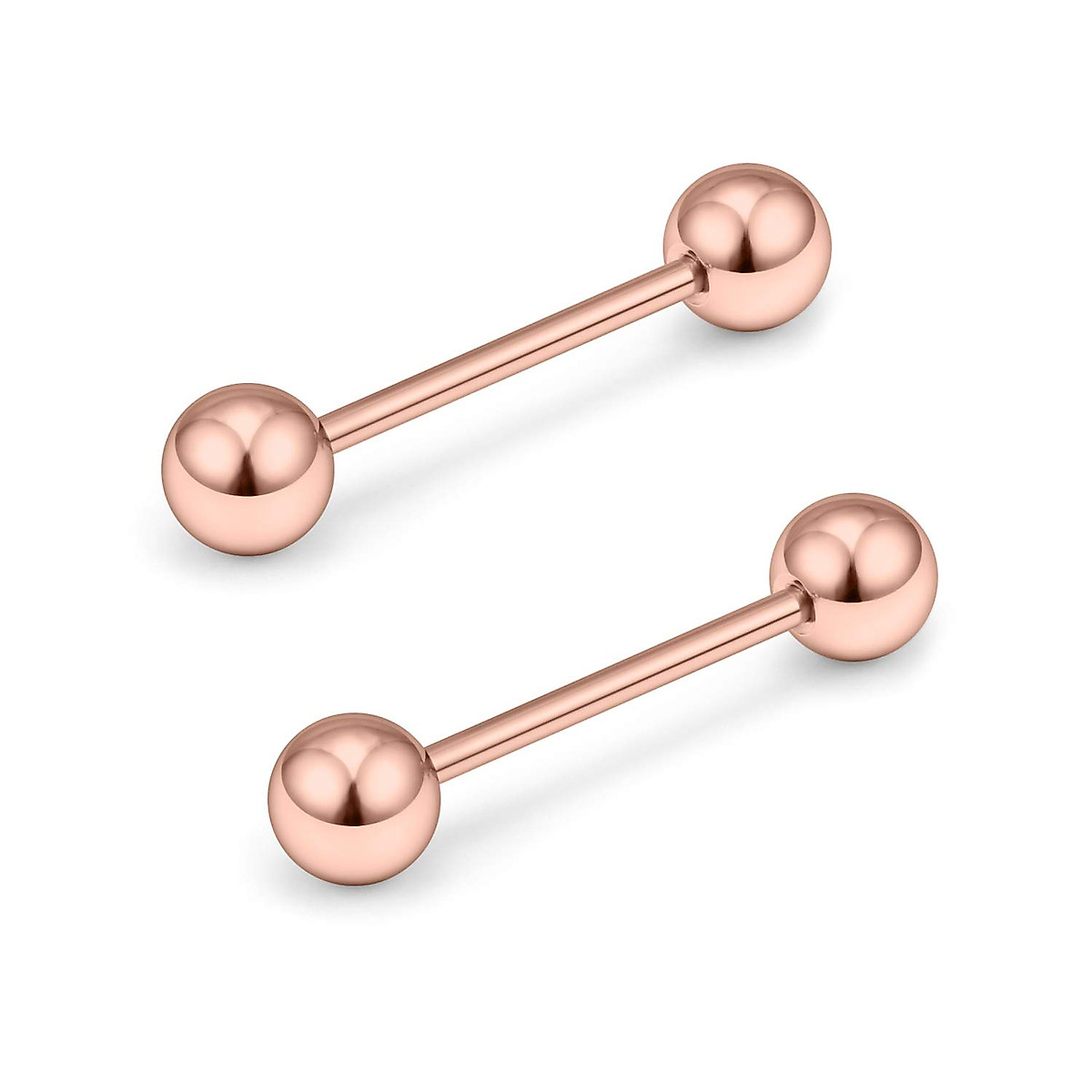 Ftovosyo 2PCS 16G 316L Stainless Steel Internally Threaded Tongue Nipple Shield Barbell Ring Bar Body Piercing Jewelry Retainer 14mm Rose Gold