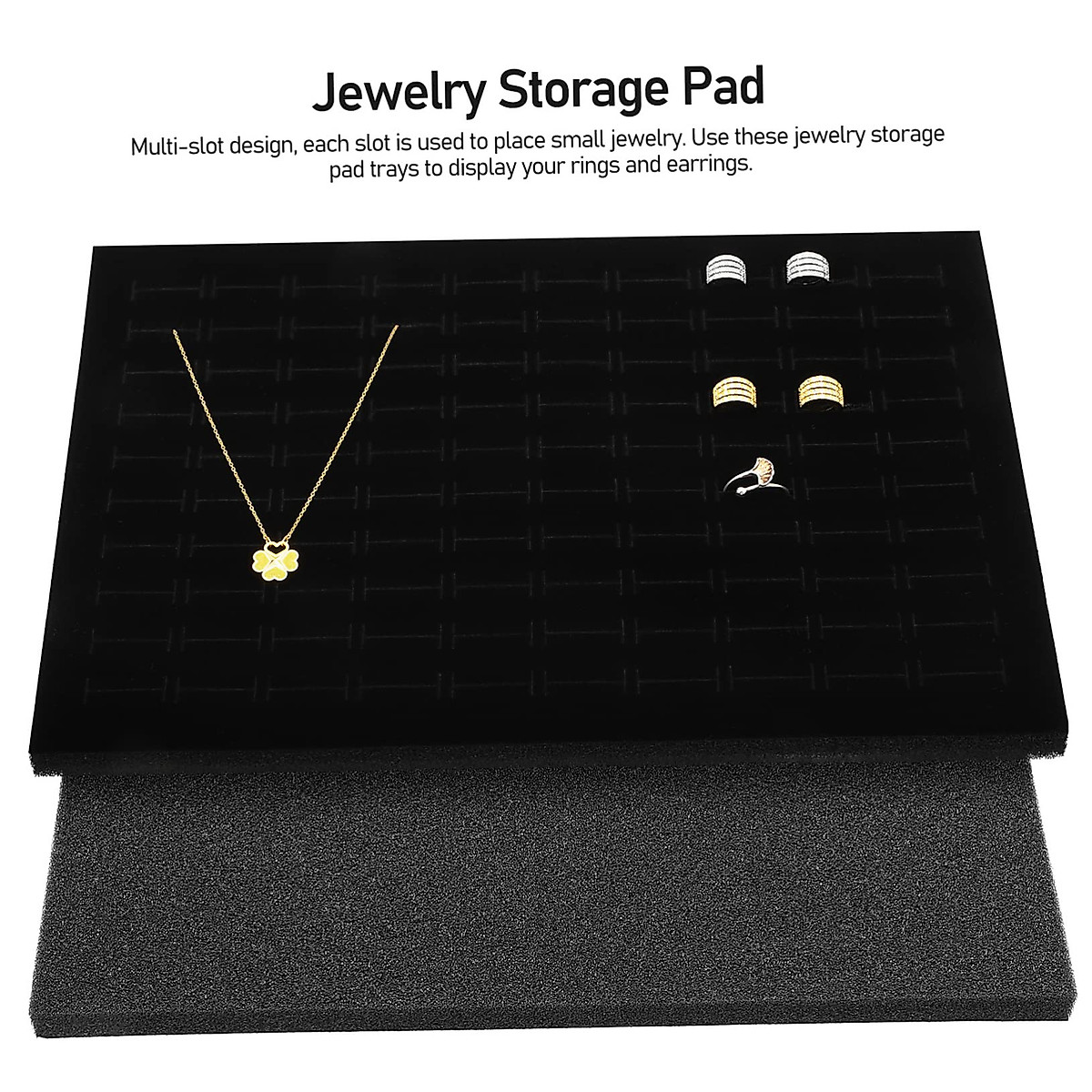 Cabilock 6 Pcs Jewelry Box Pad Ring Inserts Pads Ring Tray Gift Jewelry Tray Black Foam Ring Insert Rings Ring Insert Pad Jewlery Earring Holder Insert Support Necklace Sponge