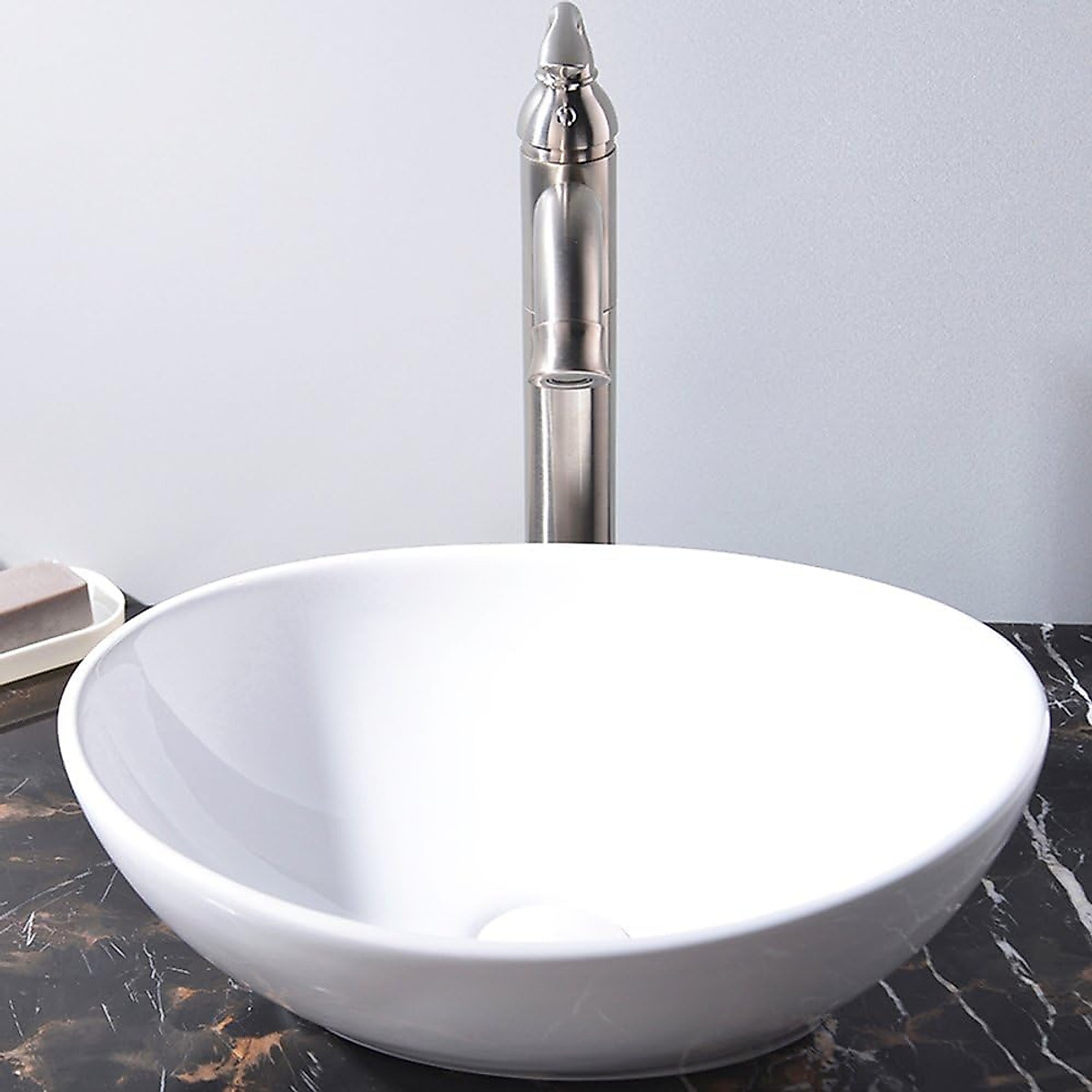KINGO HOME 16" x 13" Bathroom Sink Bathroom Vessel Sinks, White Porcelain Ceramic Vessel Vanity Sink Art Basin Lavatory Above Counter Vanity Bathroom Sink Bathroom Sinks Above Counter Bowl