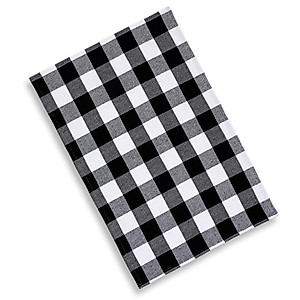 Cackleberry Home Black and White Buffalo Check Woven Fabric Kitchen Towels 18 x 28 Inches, Set of 3