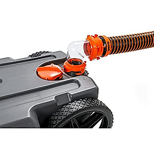 Camco Rhino 28-Gallon Portable Camper / RV Tote Tank - Features Large Heavy-Duty No-Flat Wheels & Built-In Gate Valve - Removable Steel Tow Adapter, 3’ RV Sewer Hose & More RV Accessories (39004)