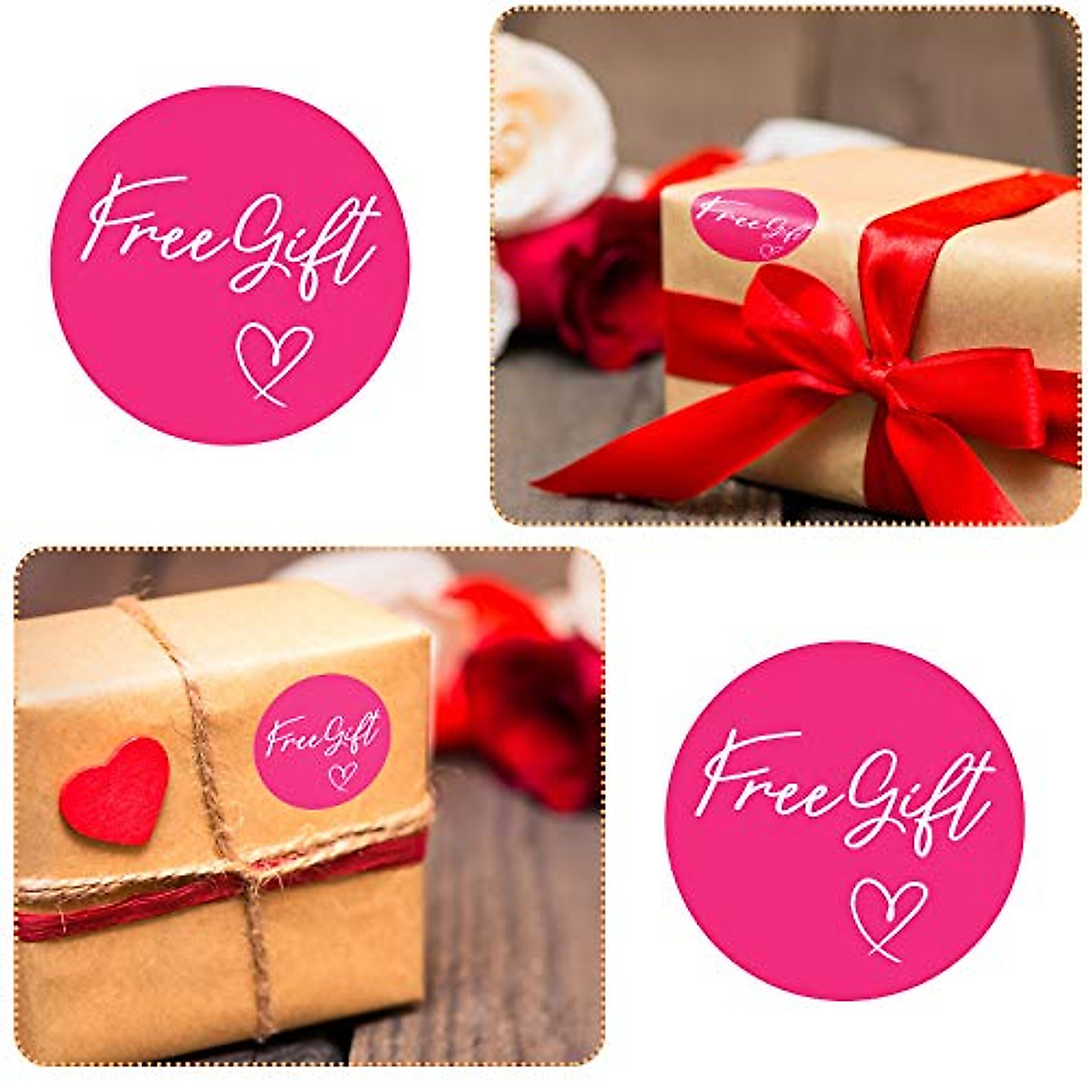 1000 Pieces 1.5 Inch Customer Appreciation Stickers Small Business Sticker Roll Round Self Adhesive Stickers Labels for Packing Mailing Envelopes Postcards (Rose Red Background)