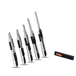 Internet's Best Snap-Off Utility Knife - Small - Set of 5 Pack - Blades Belt Clip - Retractable Razor Knife Set - Box Cutter Locking Razor Knife Tool - Good Grip