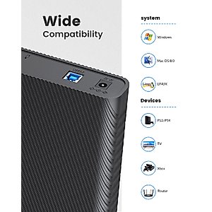 ORICO 3.5'' Hard Drive Enclosure for 2.5/3.5inch HDD/SSD USB 3.0 to SATA III HDD Enclosure with 12V Power Adapter Up to 18TB Support UASP-3521U3