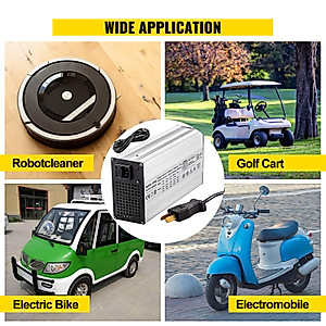 VEVOR Golf Cart Battery Charger 36V Club Car Charger 18A Golf Cart Electric Charger Splayed Plug/LED Club Car Battery Charger Aluminum Shell Power Wise Golf Cart Battery Charger for Ez Go Yamaha