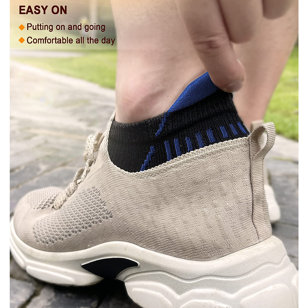 KEMISANT Mens Running Socks 6 Pairs-Athletic Compression Ankle Socks Cushioned for Men Walking-Arch Compression Support(6Pairs,Shoes Size:Men 10-12)