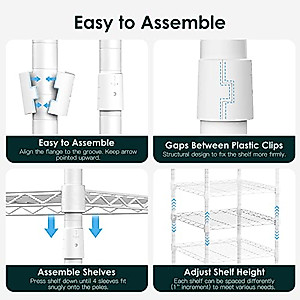 Memobarco Clothes-Rack, Metal Clothing-Rack, Heavy Duty Rolling Garment Rack with 4 Tiers Wire Shelving, 3 Hanging Rods & 2 Storage Drawers, Freestanding Portable Closet Wardrobe, White