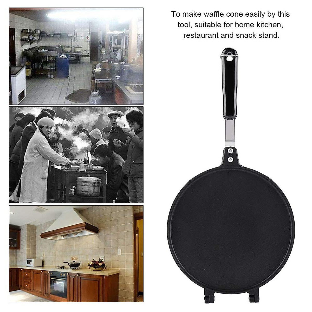 Non Stick Egg Roll Waffle Cone Maker Double side Aluminum Alloy Ice Cream Cone Maker Omelette Pancake Baking Pan Cake Bakeware Cooking Tools with Heat insulation Handle