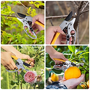 MUSTKING garden clippers, work 3 times easier, ratchet pruning shears,for trimming rose, floral, tree, live plants, arthritis weak hand snips