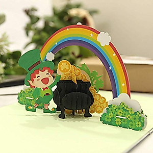 CUTE POPUP - Funny St Patricks Day Pop Up Cards, Green Shamrock 3D Card, New Grand Opening Card, Birthday Card, Surprising Present for Kids, Good Luck, Get Well for Family and Irish Friends