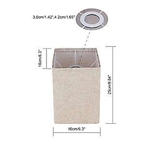Ruiever Square Lampshades Set of 2, Linen Lampshades L6.3"x W6.3" x H9.84" High, Easy Assembly Replacement Fabric Lampshades for Table Lamps Floor Lamps, Beige Color Lampshade,