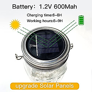 XVZ Hanging Solar Mason Jar Lid Lights,6 Pack 20 LED String Fairy Starry Jar Light,IPX5 Waterproof Light for Patio,Garden,Yard,Lawn,Wedding Decor,Christmas Decorative (Warm White)