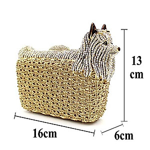 Puppy Evening Bag Luxury Diamond Crystal Clutch Bling Dazzling Purse Party Date Handbag Special Wallet