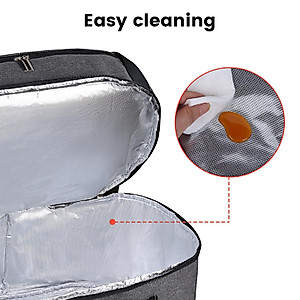 MUSBUS 2 Layer Slow cooker bag for Crock-Pot 6-8 quart, Travel reunionc outdoor, Easy to transport Insulation water proof easy cleaning to carry, Family Gathering Potluck, Gift for Women - Grey