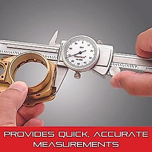 Starrett Dial Caliper with Adjustable Bezel and Fitted Case - White Face, 0-6" Range, -0.001" Accuracy, 001" Graduations - 3202-6