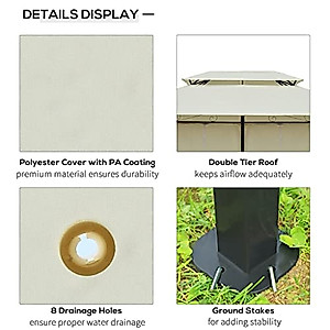 ADUH Outdoor 2-Tier Steel Frame Up Shade Gazebo Sun and Rain Protection Outdoor Garden Furniture