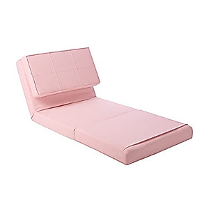 Urban Lifestyle Ultra Suede Convertible Flip Lounge and Gaming Floor Chair, Light Pink, 26D x 30W x 30H in