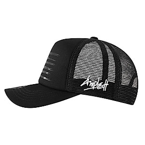 AMPLESH Premium 3D Embossed American Flag Trucker Hat Mesh Baseball Cap Outdoor Snapback Hat for Men Women (as1, Alpha, m, l, All Black)