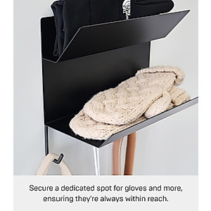 Yamazaki Home Tower Magnetic 2-Tier Entryway Organizer - Storage for Gloves and Hats with Hooks for Keys and Bags - Steel