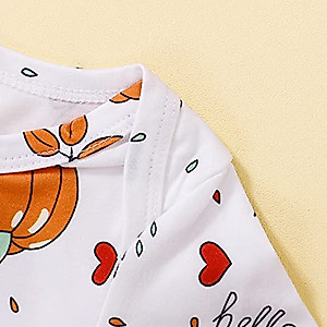 My First Thanksgiving Baby Boy Girl Outfit Long Sleeve Pumpkin Turkey Jumpsuit Thanksgiving Baby Girl Outfit Gift (A with Headband, 6-12 Months)