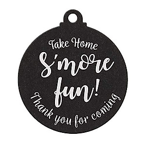 Summer-Ray 50pcs Take Home S'More Fun Treat Tags Birthday Party Favors Tags Gift Tags Thank You Tags (Black)