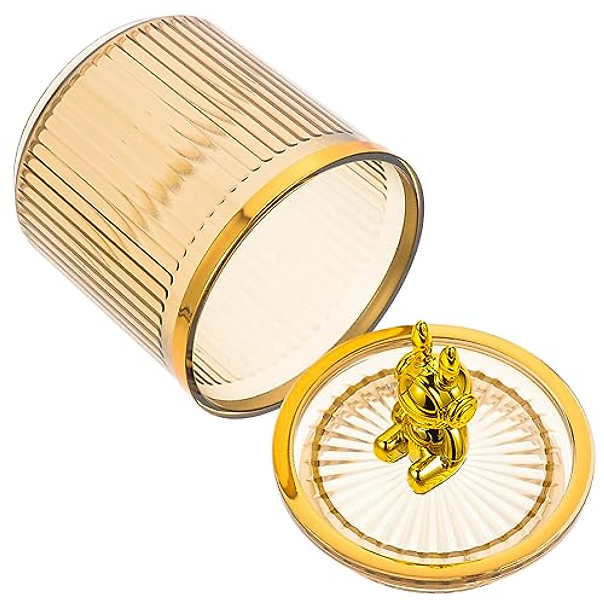 Garneck 2pcs space bunny storage tank cotton round holder medicine bottles with caps round vanity tray candy dish covered candy bowl bathroom canister acrylic canister clear acrylic jar