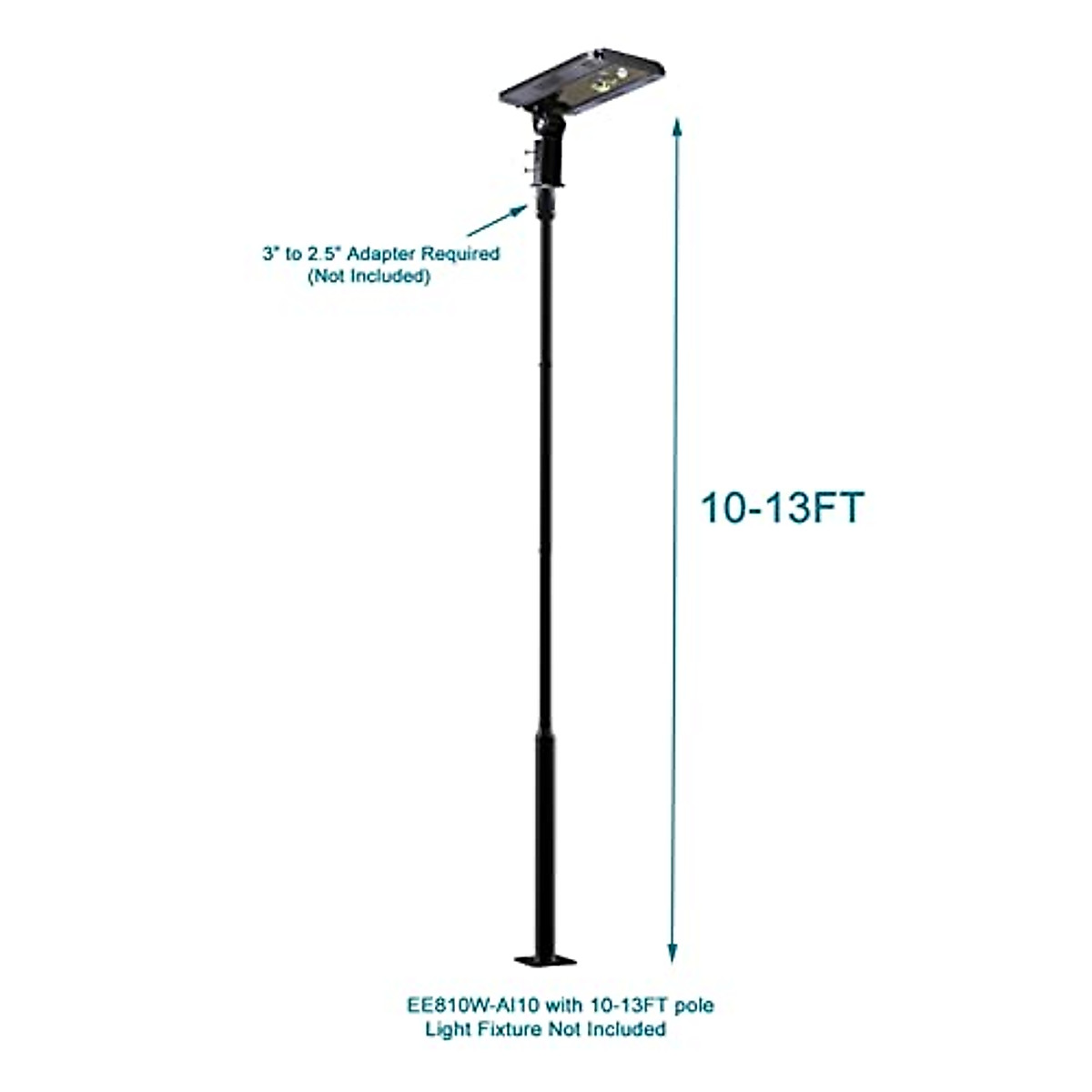 eLEDing 2.28in. 3 in. 3.5 in. Up to10 FT. 13 FT. 16 FT. Black Outdoor Universal Metal Street Light Pole Post w/Base MOUNTING Steel Anchors (13FT)