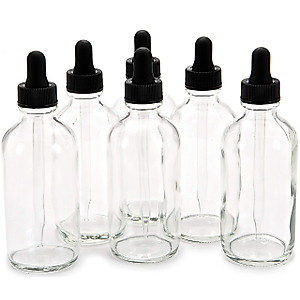 Vivaplex, 6, Clear, 4 oz Glass Bottles, with Glass Eye Droppers