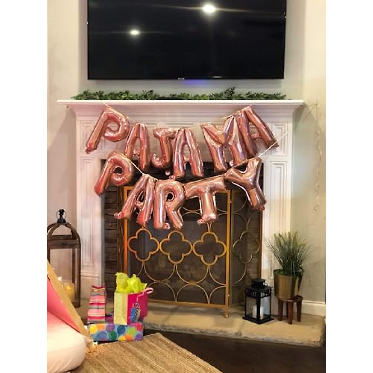 LaVenty Set of 11 Rose Gold PAJAMA PARTY Balloons PAJAMA PARTY Banner Pajama Party Decor Slumber Party Spa Party Balloons
