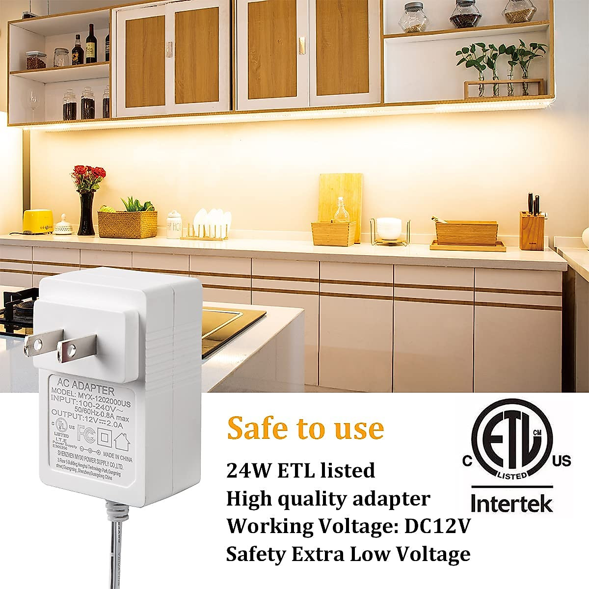 WOBANE Under Cabinet Lighting, 8PCS LED Strip Lights with Remote and 24W Adapter, Ultra Bright 240-LED Tape Light for Kitchen,Counter,Shelf,TV Back 2700K Warm White,Dimmable,Timing,Memory Function