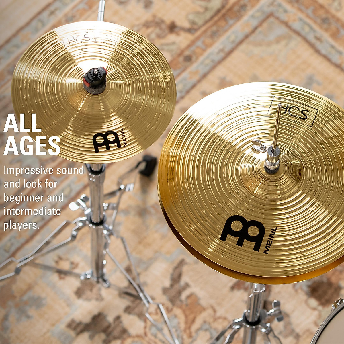 Meinl Cymbal Set Box Pack with 14” Hihats, 20” Ride, 16” Crash, Plus a FREE 10” Splash – HCS Traditional Finish Brass – Made In Germany, 2-YEAR WARRANTY (HCS141620+10)