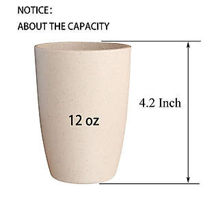 NIKKIER Wheat Straw Cups 6 PCS Unbreakable Drinking Cup Plastic Cups Reusable Dishwasher Safe Water Glasses (12 OZ)