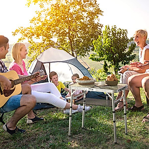 Sportneer Camping Table: Adjustable Height Small Folding Table 23.6" L x 15.7" W 3 Height with Mesh Layer - Compact & Portable Camping Essentials for Outdoor Camp Garden Picnic BBQ Dining Cooking