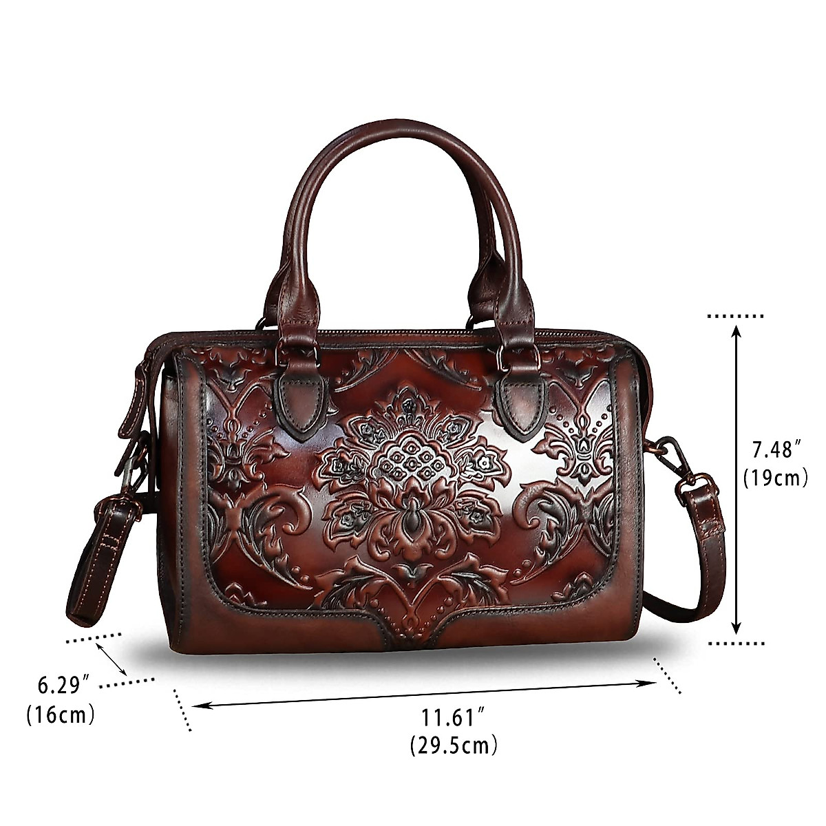Genuine Leather Top Handle Handbag for Women Handmade Vintage Satchel Retro Cowhide Crossbody Handbags Purse Hobo Bags
