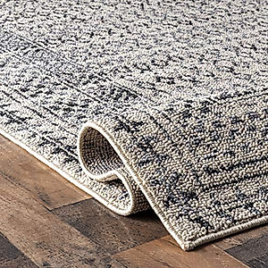 nuLOOM Elodie Distressed Diamonds Area Rug, 6' x 9', Light Grey