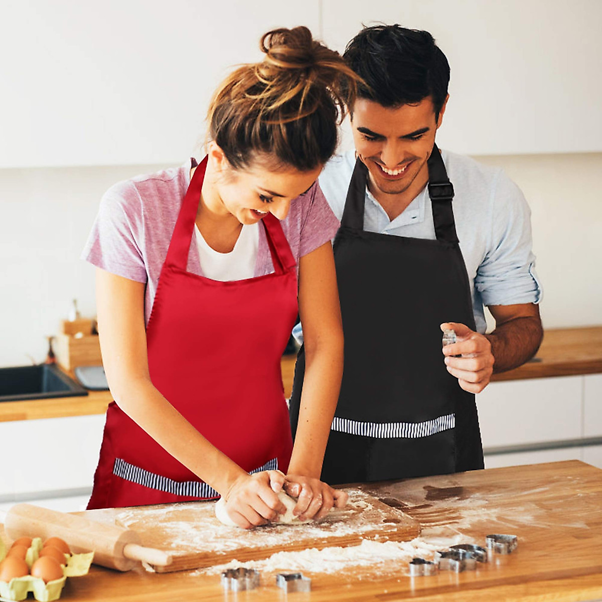 Zihuatailor Waterproof Aprons for Men Dog Grooming Dishwashing, Womens Cooking Apron with Pockets