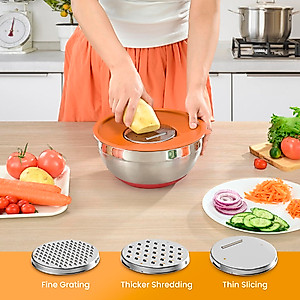 Humiwing Mixing Bowls with Lid Set, Mixing Bowls for Kitchen with Lids, Nesting Bowls with 3 Grater Attachments & Non-Slip Bottoms for Mixing, Serving, Baking, Prepping