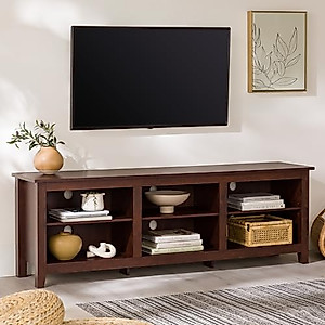 Walker Edison Wren Classic Brown TV Media Console Entertainment Center for 80 Inch Television with Storage Cubby, 70 Inch