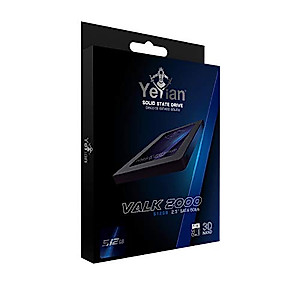 YEYIAN Valk 512GB 2.5 Inch 3D NAND 6GB/s SATA Gen 3 Internal SSD, 550MB/s Read 480MB/s Write, Compact Serial ATA I/II/III Solid State Drive, 1.5 Million Hours MTBT, NOM FCC CE ROHS Certified, Black