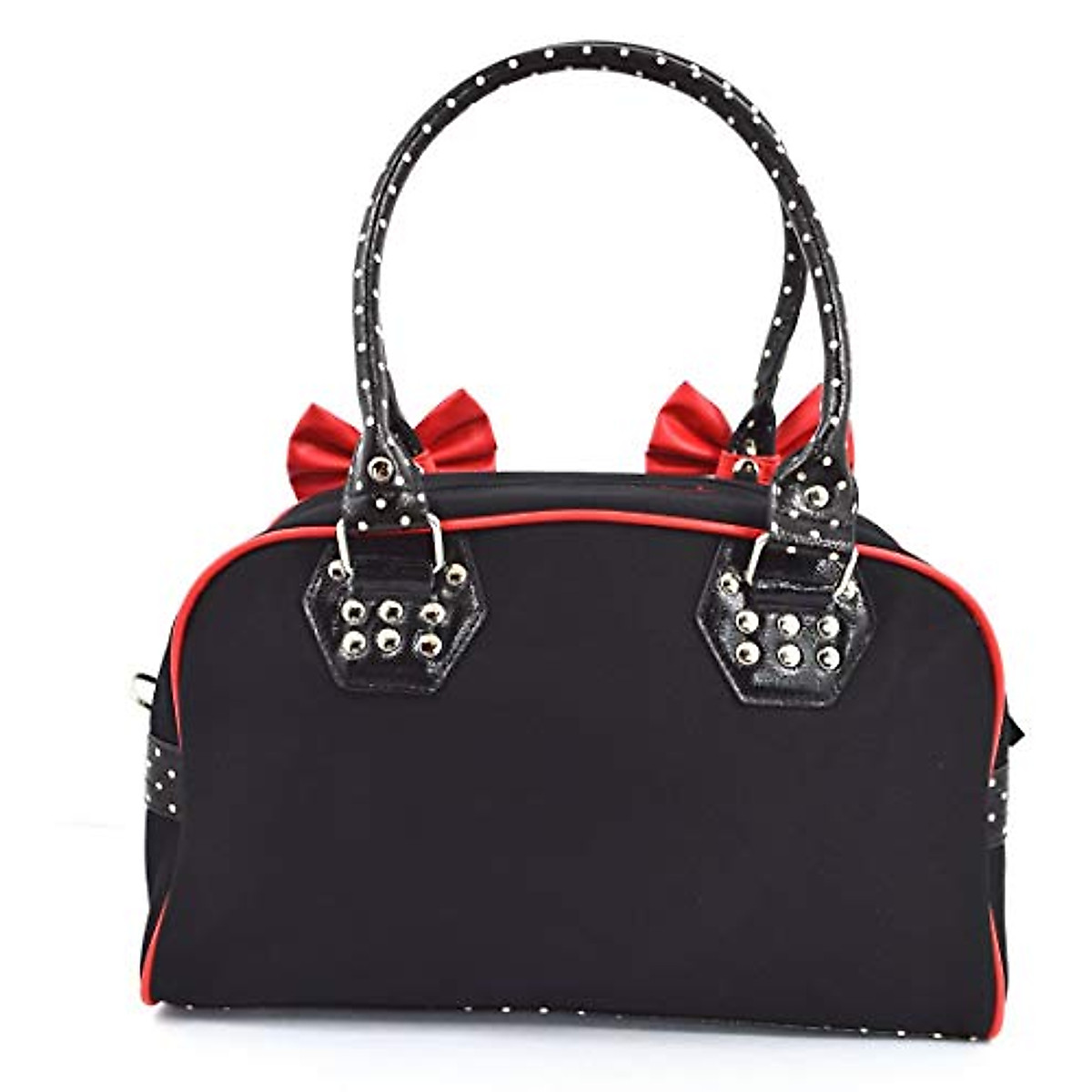 Lost Queen Cherry Bomb Skull Cherries Polka Dot Bow Handbag Rockabilly Black Red