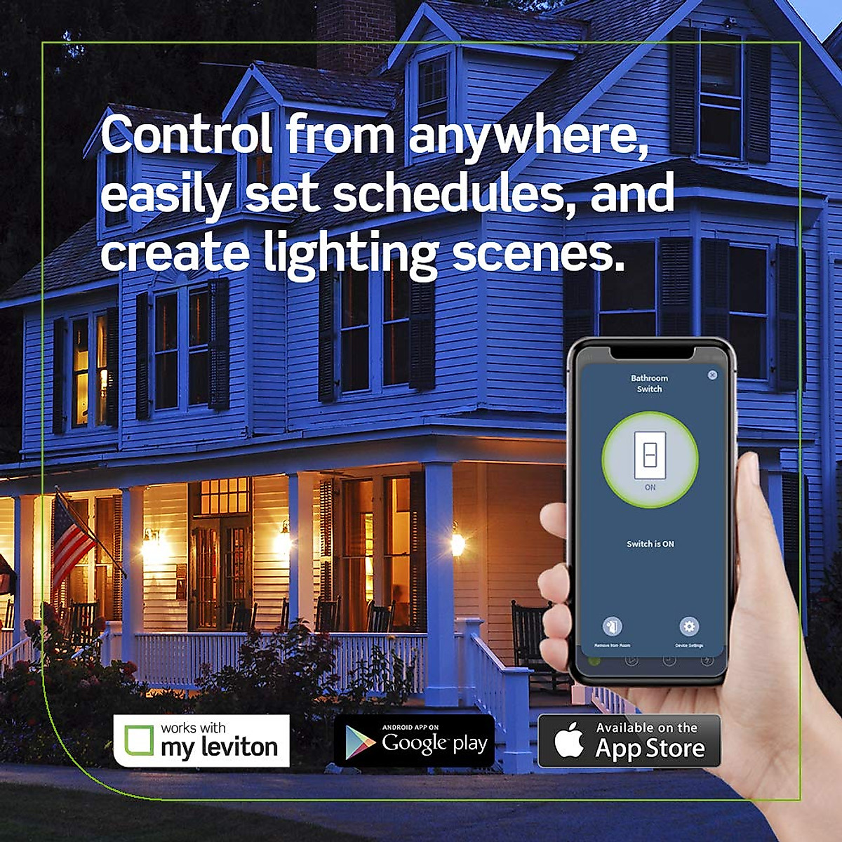 Leviton DW15S-1BZ Decora Smart Wi-Fi 15A Universal LED/Incandescent Switch, Works with Amazon Alexa, No Hub Required, 1-Pack, White