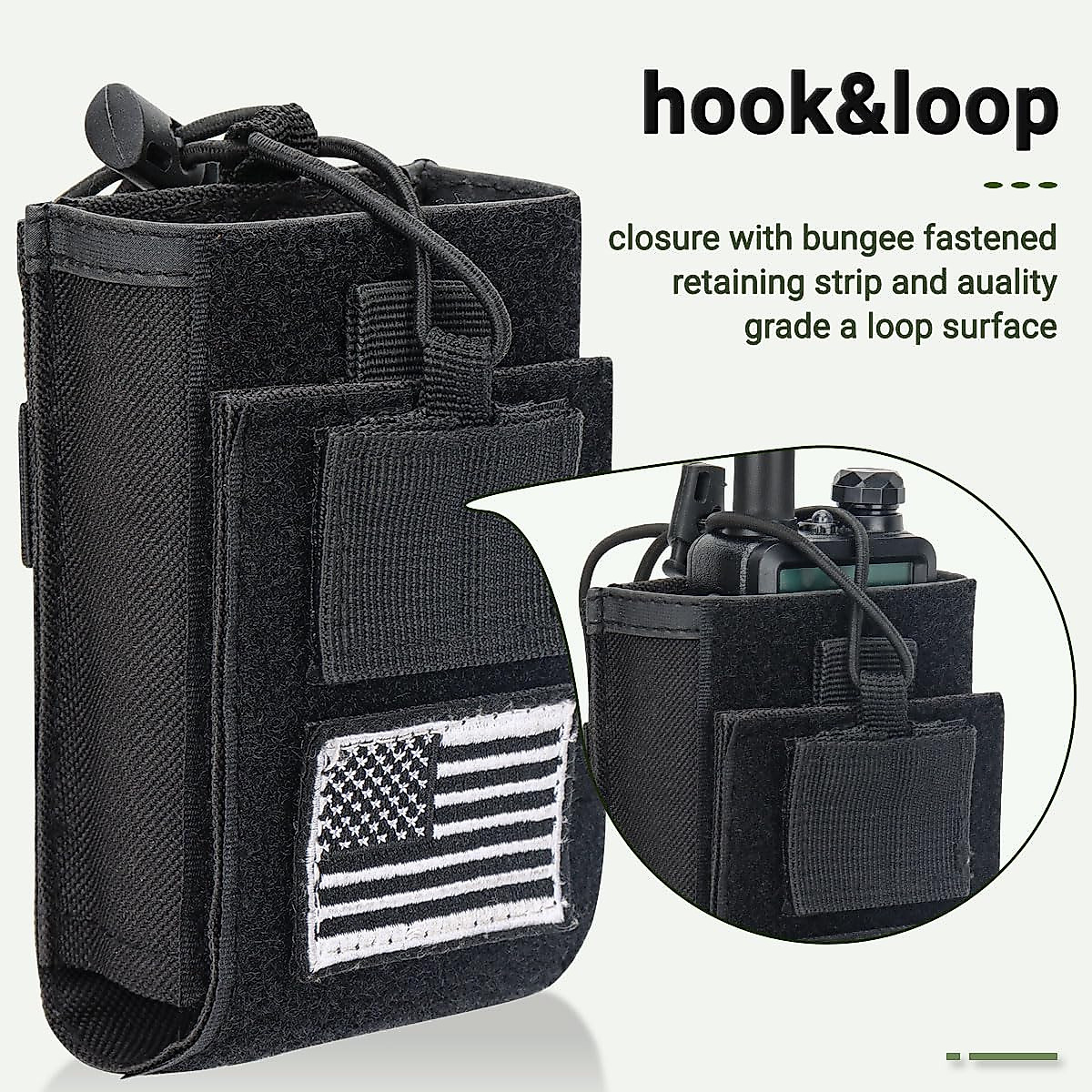 Tactical Radio Holder Radio Case Molle Radio Holster Military Heavy Duty Radios Pouch Bag for Baofeng UV-5R BF-F8HP AR-152 Two Ways Walkie Talkies Adjustable Storage