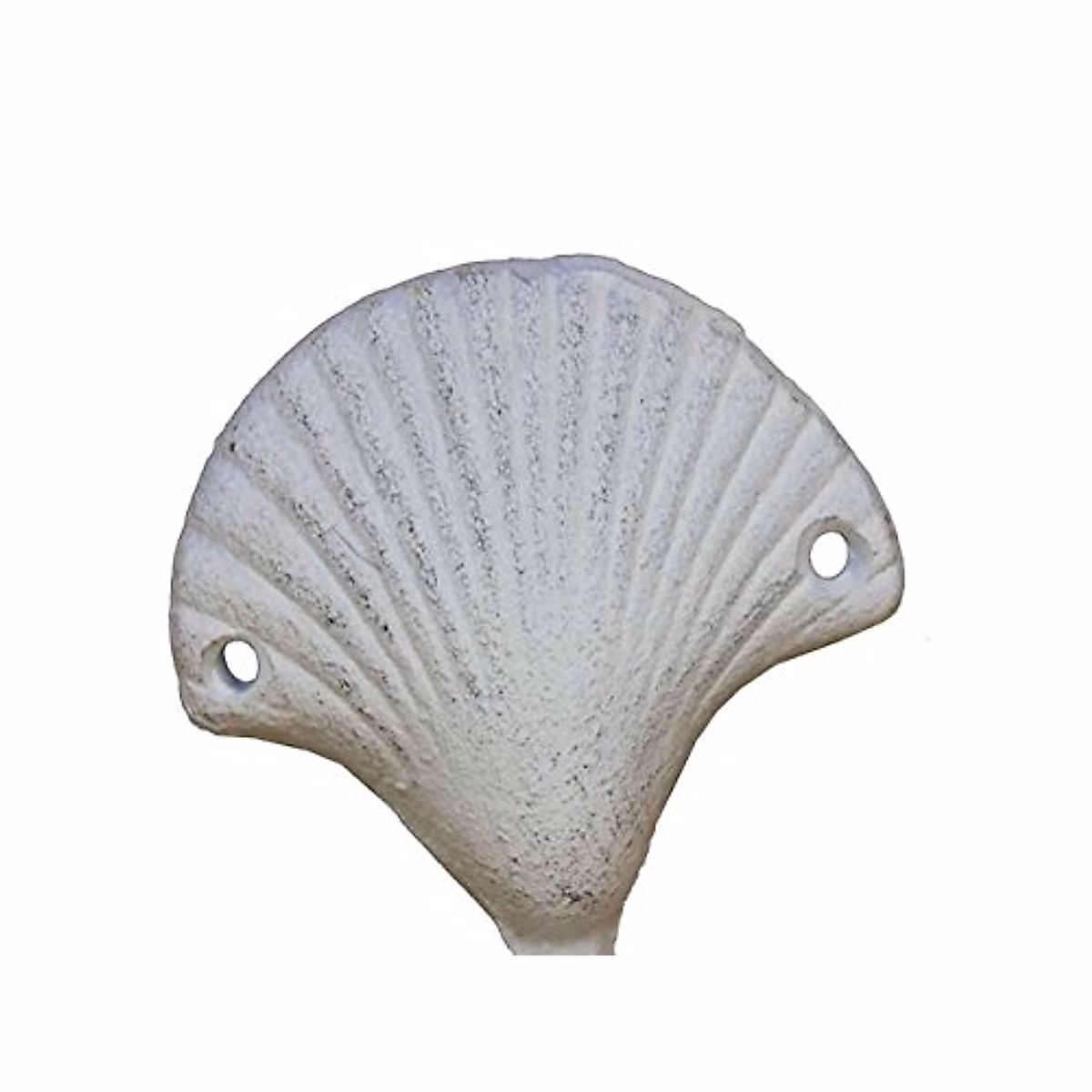Hampton Nautical Decorative Cast Iron Seashell Wall Hook, Whitewashed