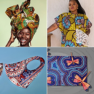 Gnognauq 40 Pieces African Cotton Fabric Quilting Fabric Squares Bundles African Wax Fabric for DIY Sewing Clothes Accessories, 25 x 25 cm