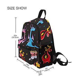 ZENWAWA Mini Backpack Cute Cartoon Dragons Cute Pattern School Bag For Kindergarten Kids with Name Tag 12/12.6 inch