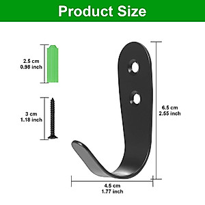 Diesisa Coat Hooks Wall Hook, Hooks for Hanging Coats Heavy Duty Wall Mount Hooks with Screws & Anchors, for Backpack/Wall/Outdoor Towel/Clothes/Bag - 8 Pack - Silver