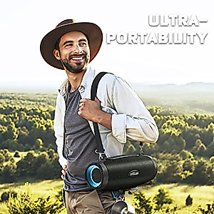 Ortizan Bluetooth Speakers Loud, 100W Powerful Sound and Monstrous Bass, IPX7 Waterproof/18H Playtime/Power Bank/True Wireless Stereo/LED Lights/Preset EQ, Portable Outdoor Speaker for Party, Camping