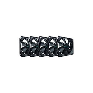 Apevia AF58S-BK 80mm 4pin Molex + 3pin Motherboard Silent Black Case Fan - Connect to Power Supply or Motherboard (5-pk)