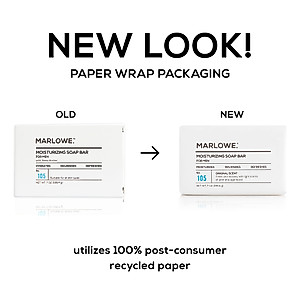 MARLOWE. No. 105 Bar Soap for Men 7 oz, Moisturizing Body Soap, Nourishing & Refreshing with Natural Extracts, Shea Butter, Olive Oil & Green Tea Extracts, Fresh Woodsy Scent