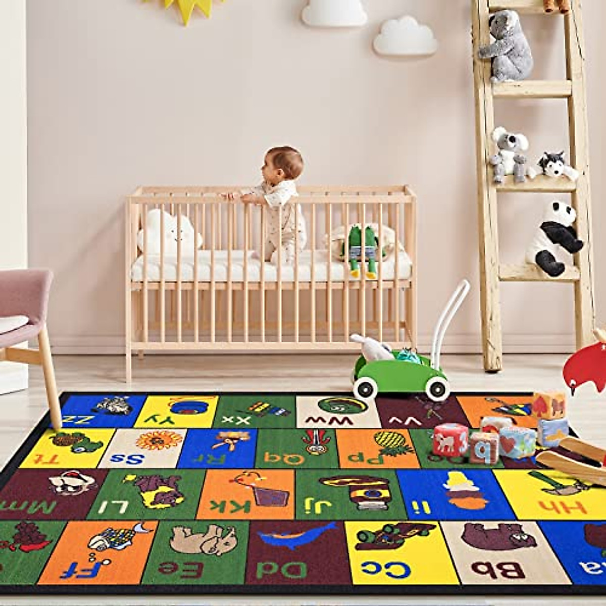 Ottomanson Jenny Children's Rug Collection, Area 5' x 6'6", Educational Alphabet Multicolor